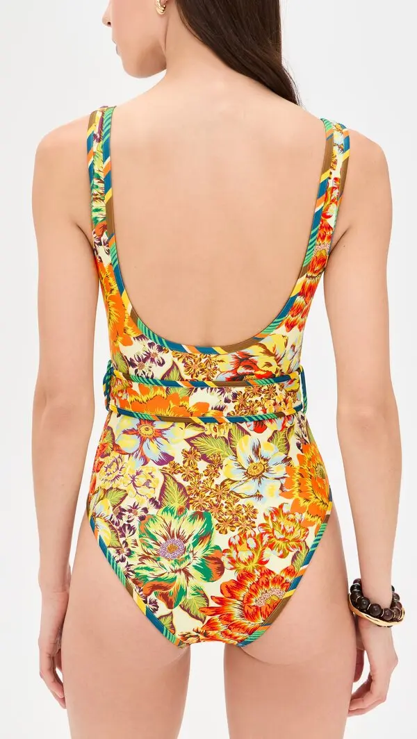 ALEMAIS Belted Floral One-piece Swimsuit