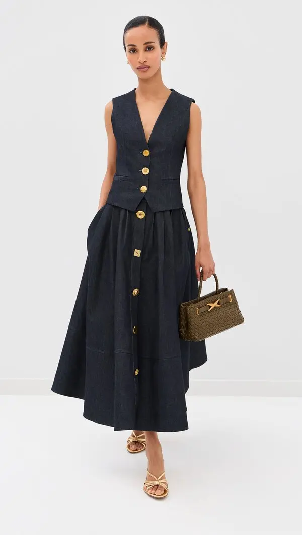 Françoise Joe Denim Midi Skirt