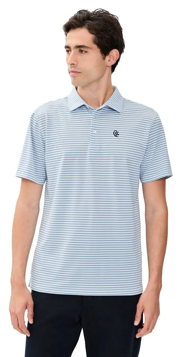 QUIET GOLF Randoplh Striped Polo - Blue