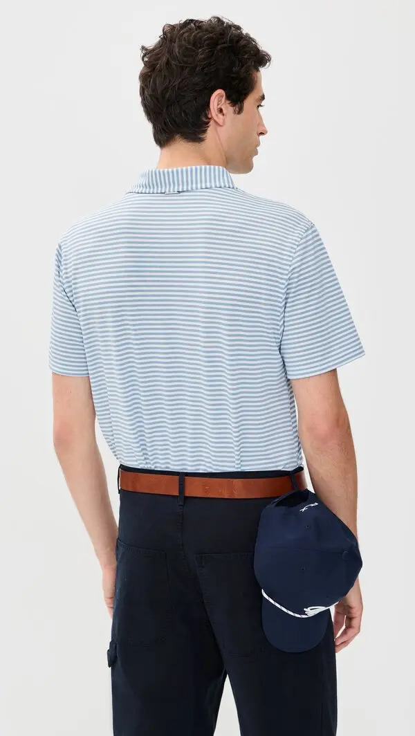 QUIET GOLF Randoplh Striped Polo - Blue