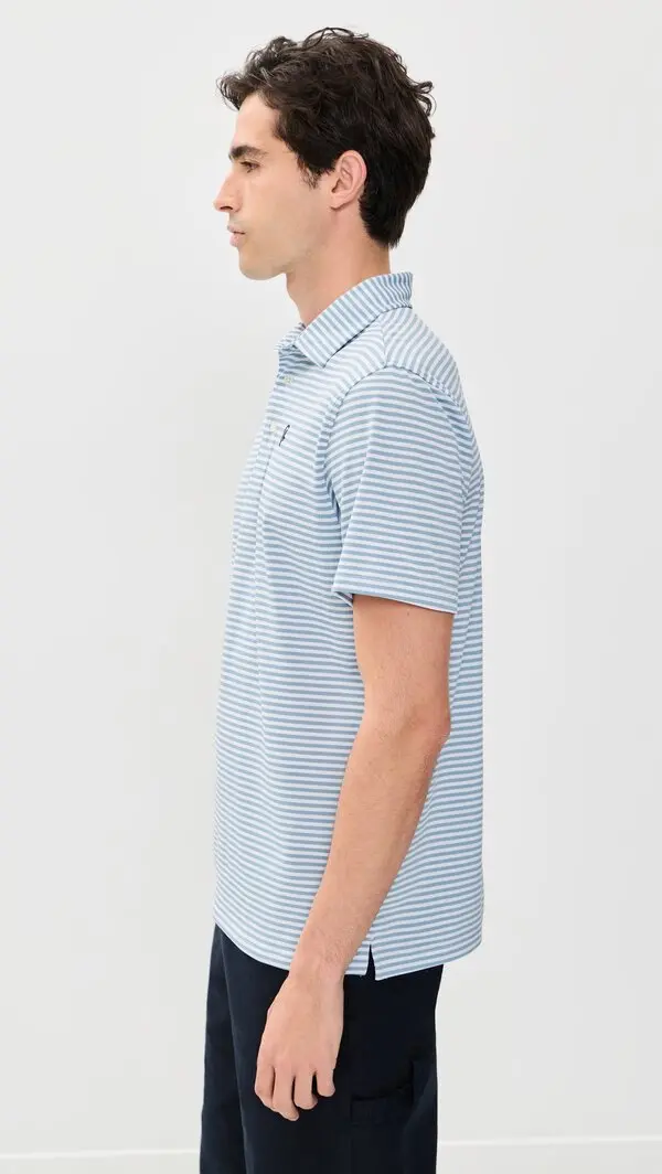 QUIET GOLF Randoplh Striped Polo - Blue