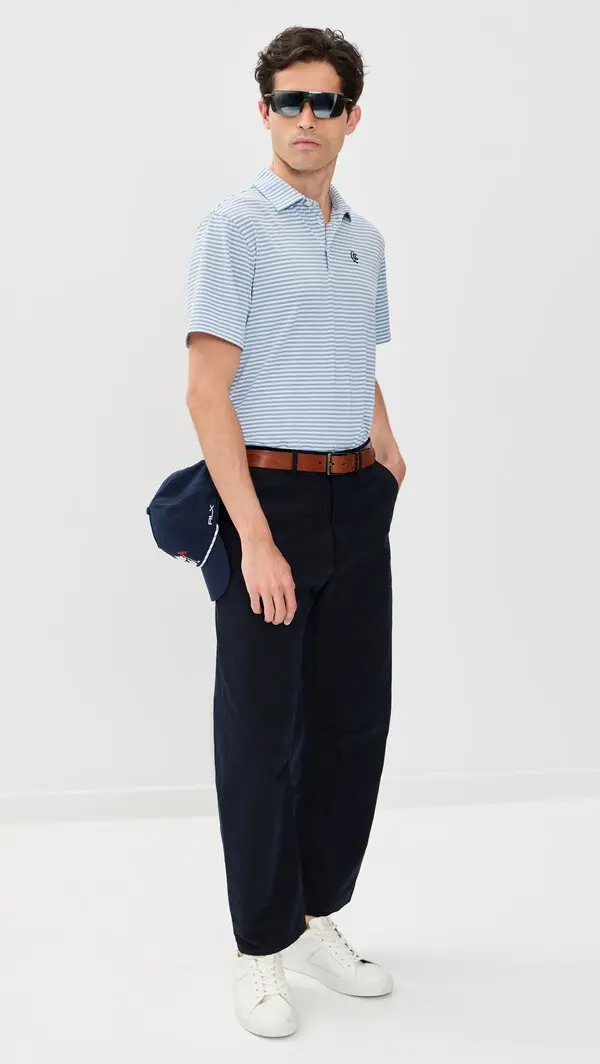 QUIET GOLF Randoplh Striped Polo - Blue