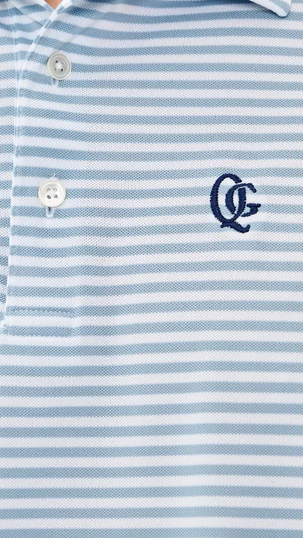 QUIET GOLF Randoplh Striped Polo - Blue