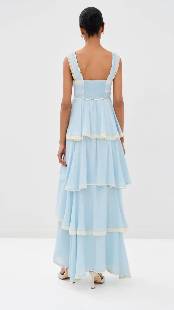 Lug Von Siga Fiorella Maxi Dress With Tiered Ruffles And Lace Trim