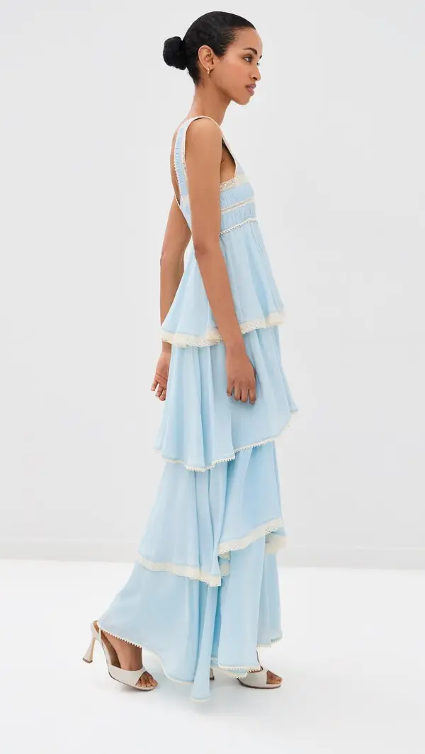 Lug Von Siga Fiorella Maxi Dress With Tiered Ruffles And Lace Trim