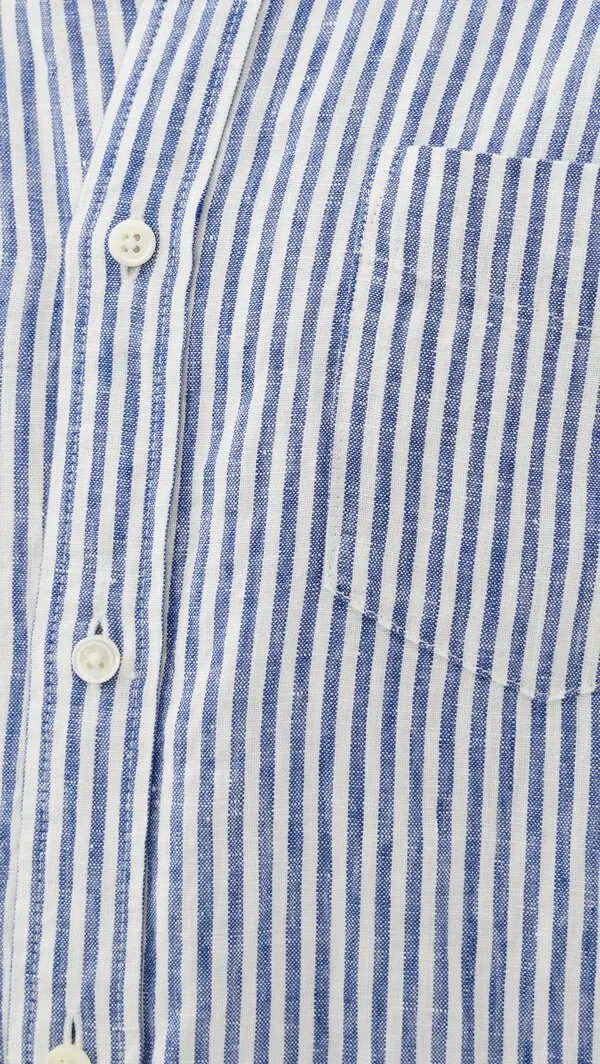 ALEX MILL Mill Dress Shirt In Linen Stripe - Blue/white