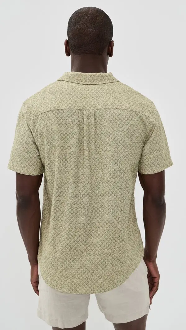 Marine Layer Classic Stretch Selvage Shirt - Sage Shell Print