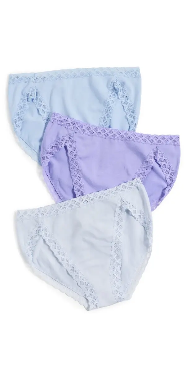 Natori Bliss French Cut Panties 3-pack - Frost Sky/blue Mst/violet Tulip