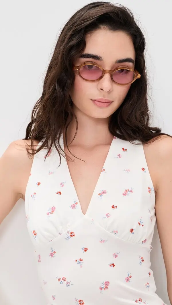 JIMMY FAIRLY Elvie Oval Frame Sunglasses - Brown