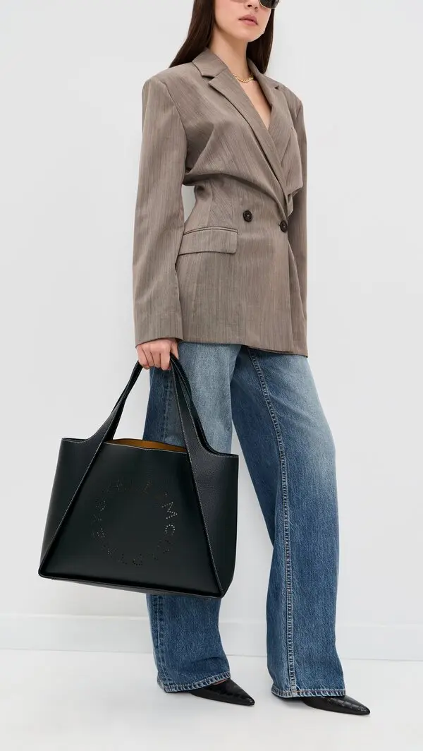 Stella McCartney Logo Embossed Tote Bag - Black