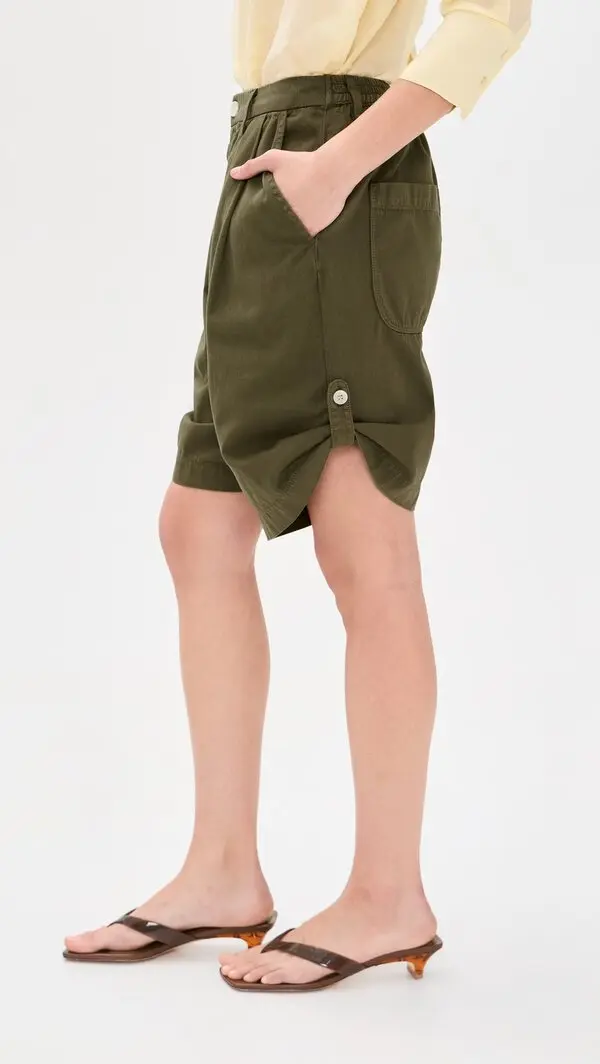 JAMIE HALLER Pleat Front Twill Shorts