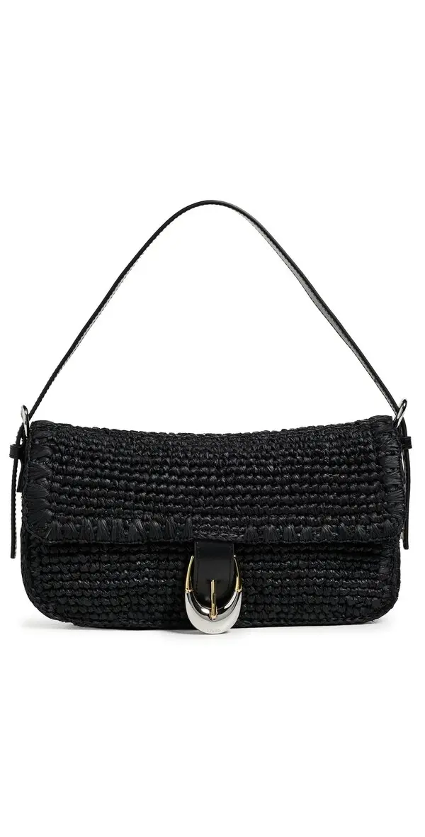 Staud Harlow Raffia Bag - Black