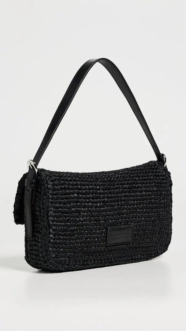 Staud Harlow Raffia Bag - Black