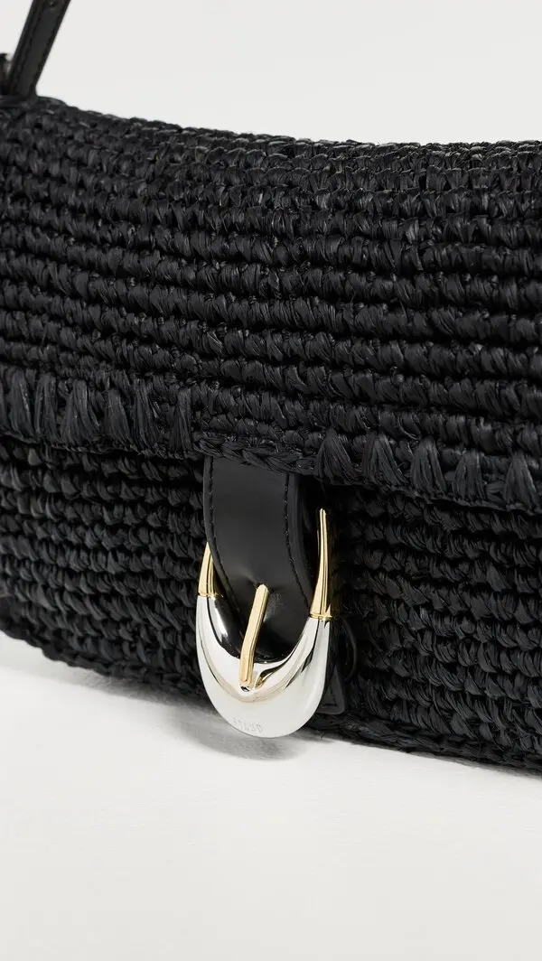 Staud Harlow Raffia Bag - Black