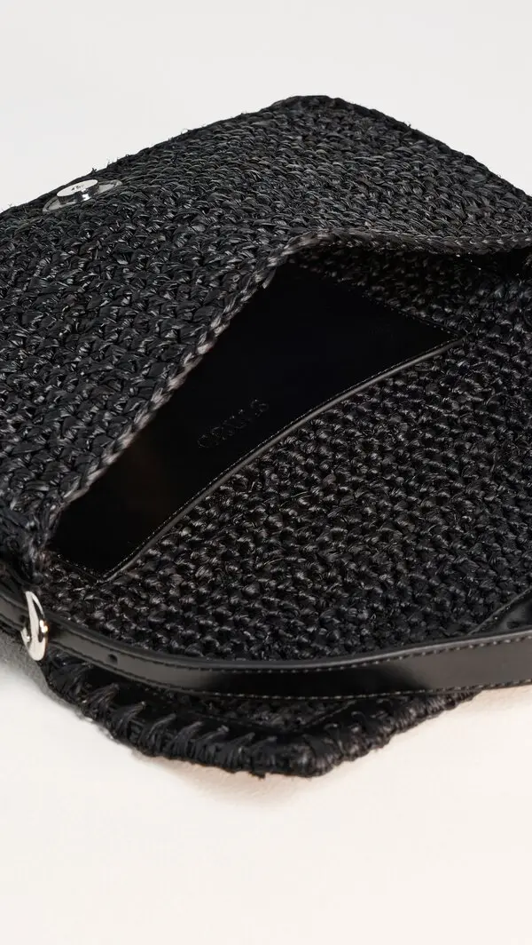 Staud Harlow Raffia Bag - Black