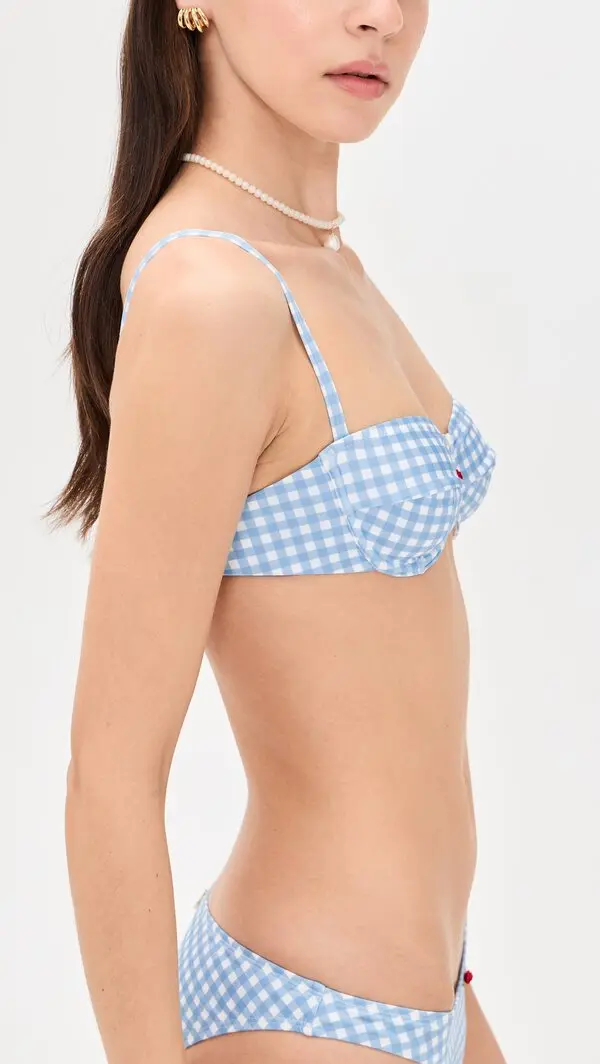BANANHOT Esme Bikini Top - Light Blue Gingham