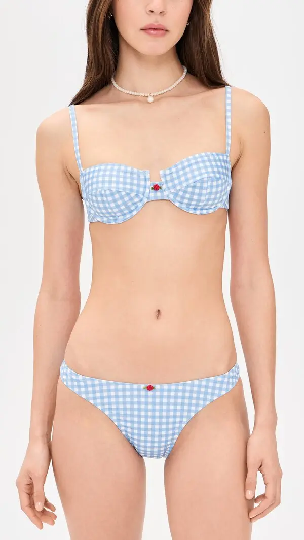 BANANHOT Esme Bikini Top - Light Blue Gingham