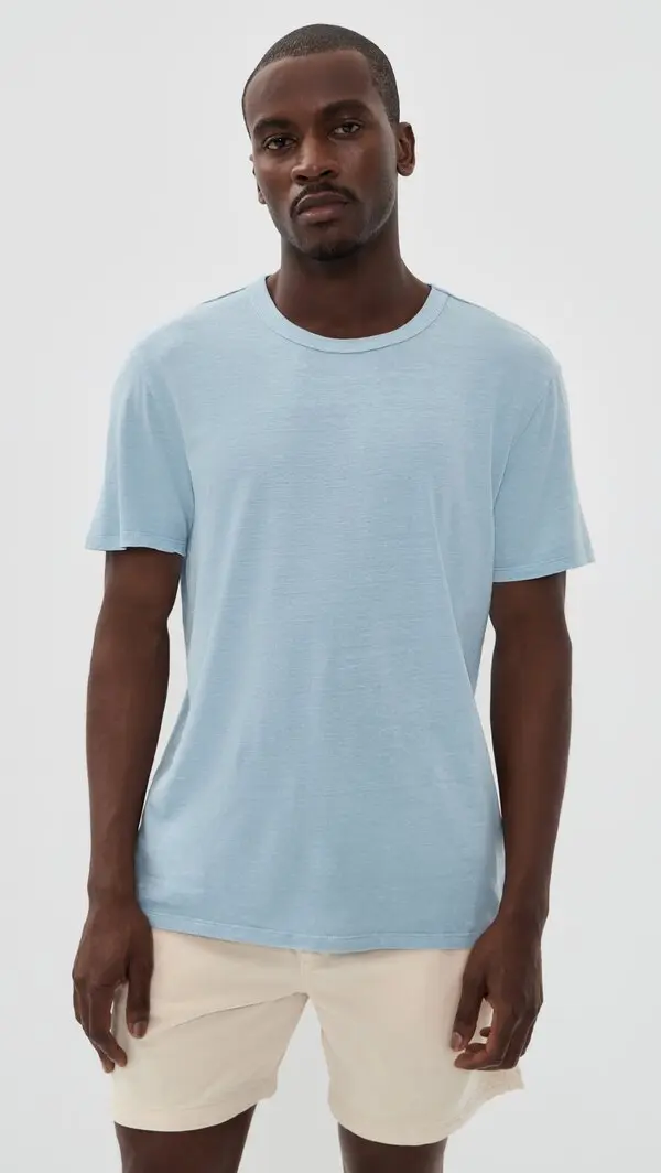 Marine Layer Relaxed Hemp Cotton Tee - Soft Chambray