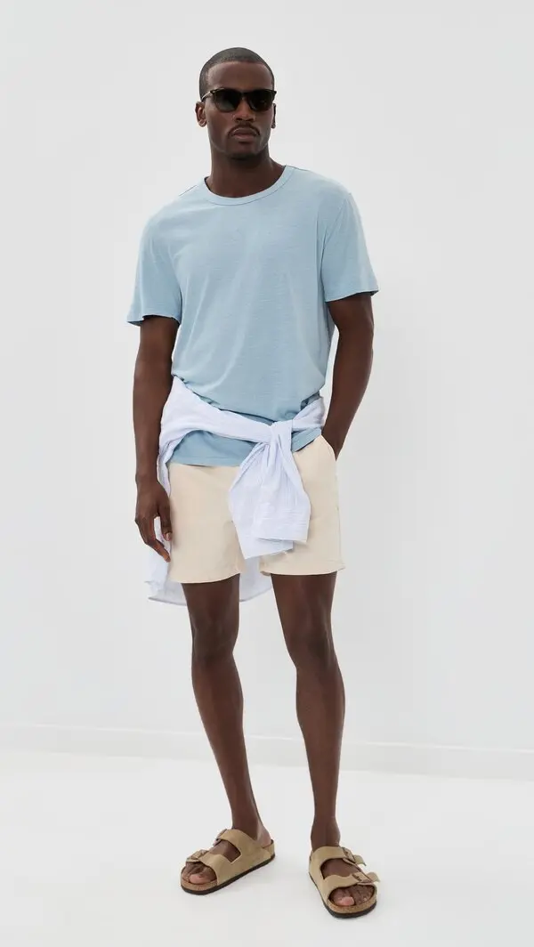 Marine Layer Relaxed Hemp Cotton Tee - Soft Chambray