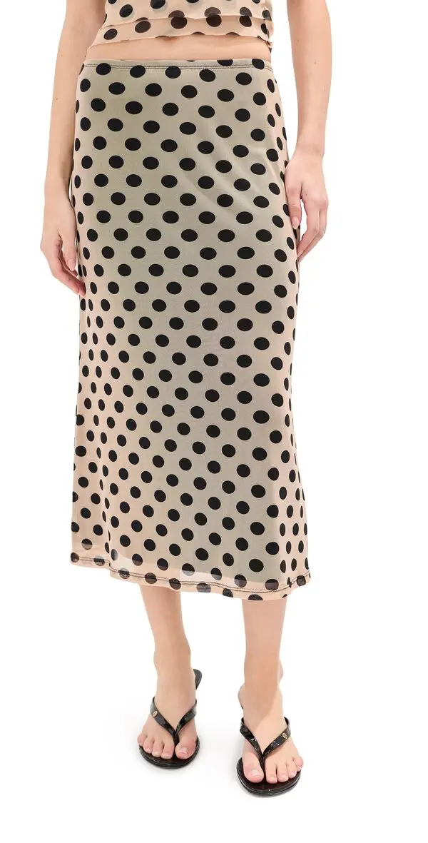 LE BOP Polka-dot Print Skirt - Tan/black Polka Dot