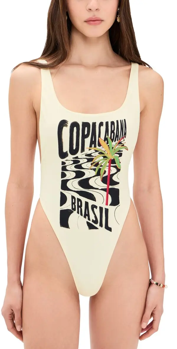 Farm Rio Copacabana One-piece Swimsuit - Copacabana Beach Off White