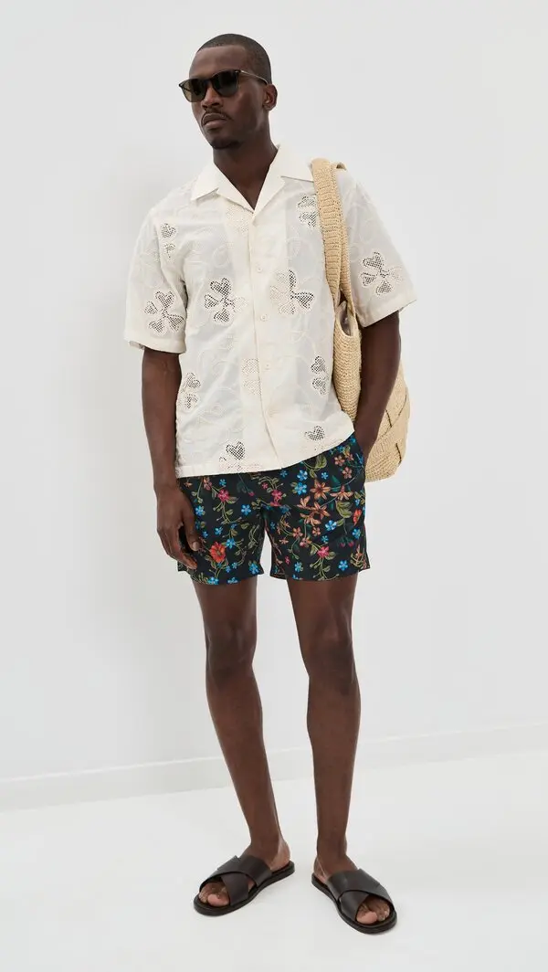 Agua Bendita Floral Print Swim Trunks - Multicolor