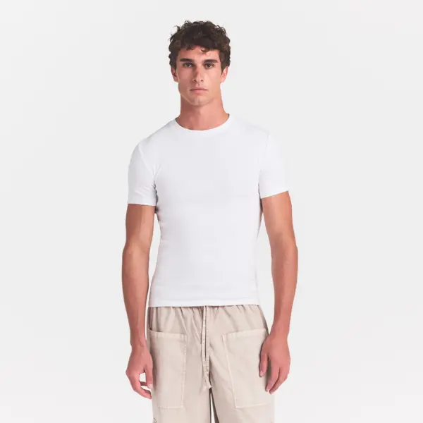 SKIMS Rib T Shirt | White | Small | Cotton