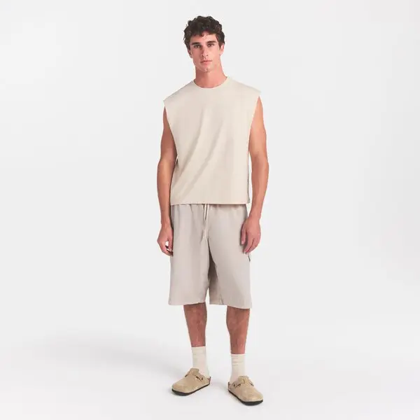 SKIMS Cropped Muscle Tank Top | Light Neutral | Small | Heavyweight Cotton - Buff