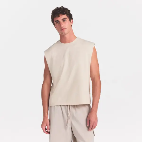 SKIMS Cropped Muscle Tank Top | Light Neutral | Small | Heavyweight Cotton - Buff