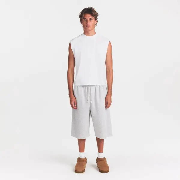 SKIMS Cropped Muscle Tank Top | White | Medium | Heavyweight Cotton - Chalk