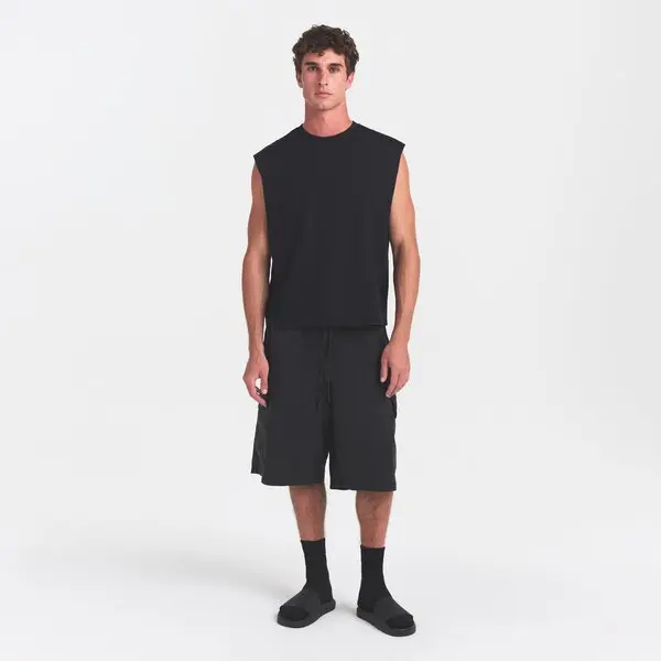 SKIMS Cropped Muscle Tank Top In Heavyweight Cotton - Obsidian