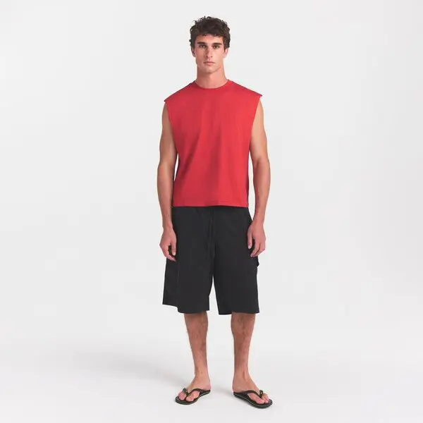 SKIMS Cropped Muscle Tank Top | Red | Large | Heavyweight Cotton - Washed Red