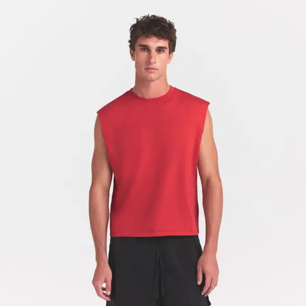 SKIMS Cropped Muscle Tank Top | Red | Large | Heavyweight Cotton - Washed Red