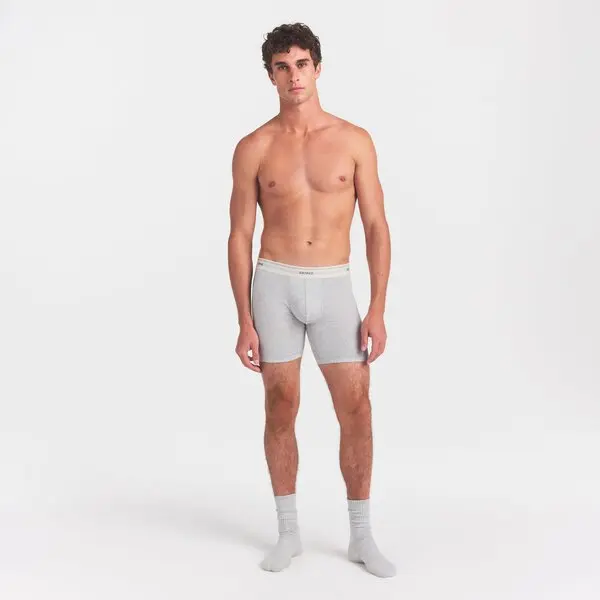 SKIMS Rib 5" Boxer Brief | Grey | Small | Cotton - Light Heather Grey