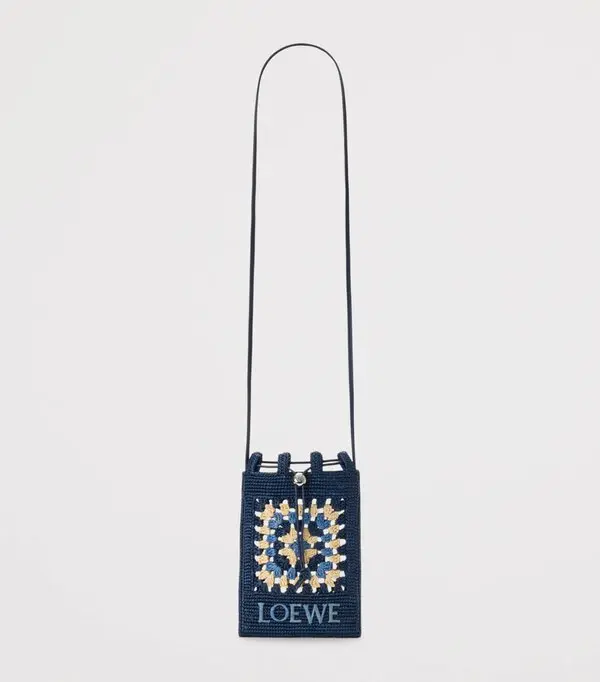 Loewe X Paula's Ibiza Crochet Pocket Patch Shoulder Bag - Navy