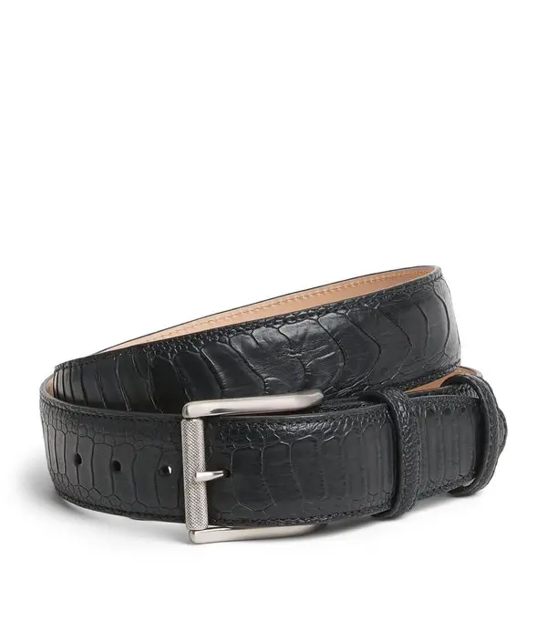 ELLIOT RHODES Ostrich Leather Belt - Black
