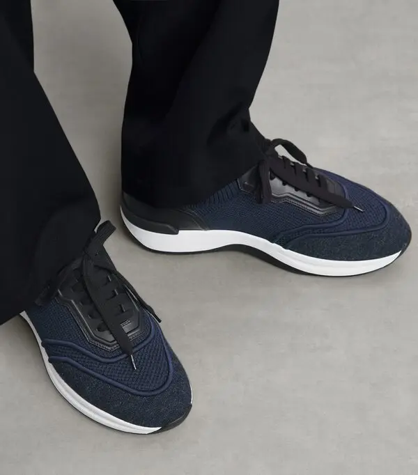 Brioni Linen-cotton Knitted Sneakers