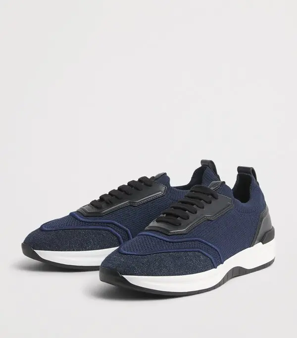 Brioni Linen-cotton Knitted Sneakers
