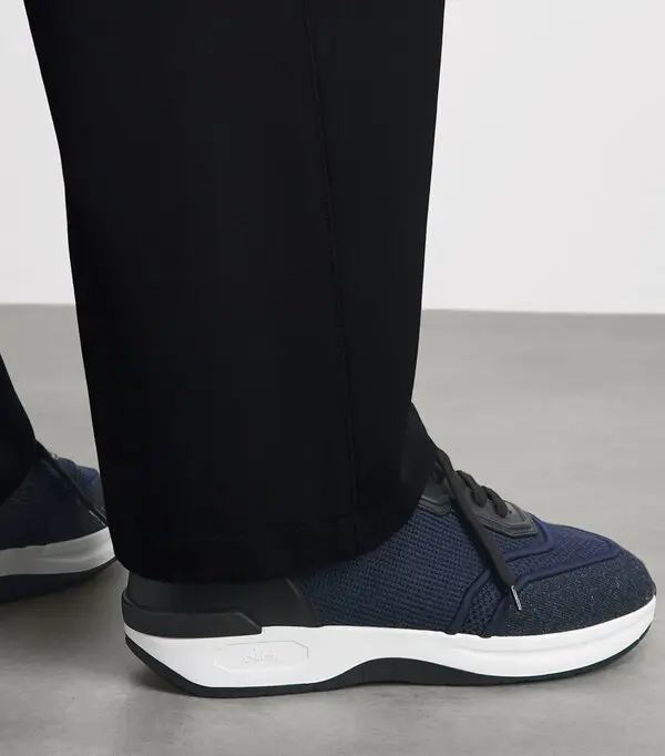 Brioni Linen-cotton Knitted Sneakers