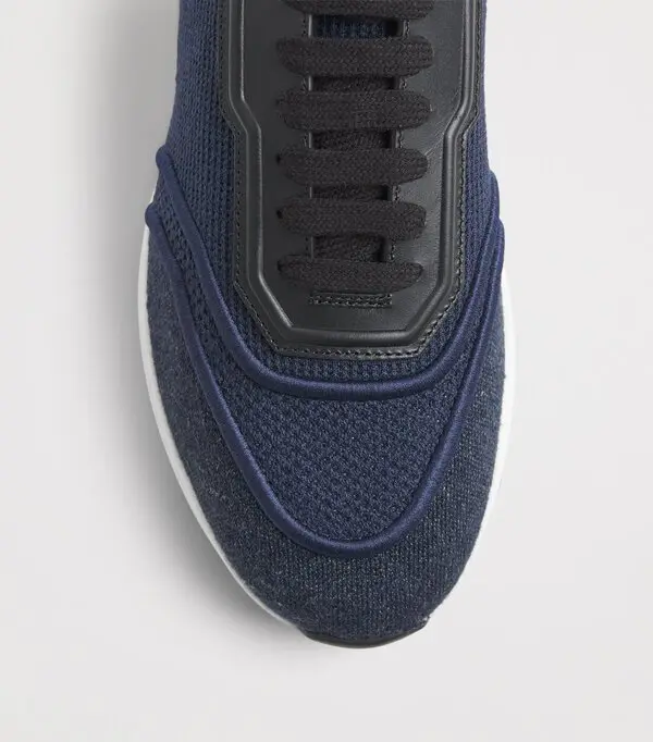 Brioni Linen-cotton Knitted Sneakers