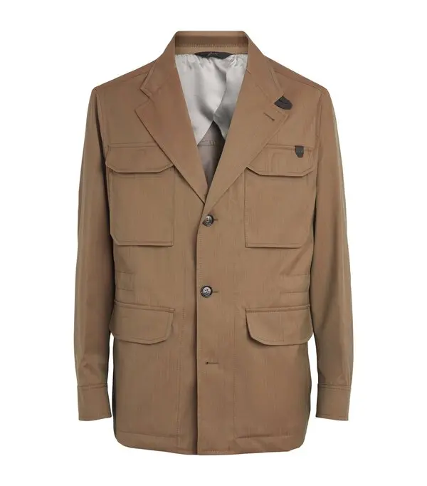 Brioni Leather-trim Blazer