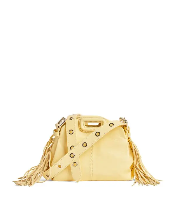 Maje Mini Leather Miss M Shoulder Bag - Yellow