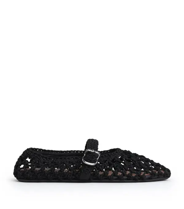Alaïa Satin Crochet Ballet Flats