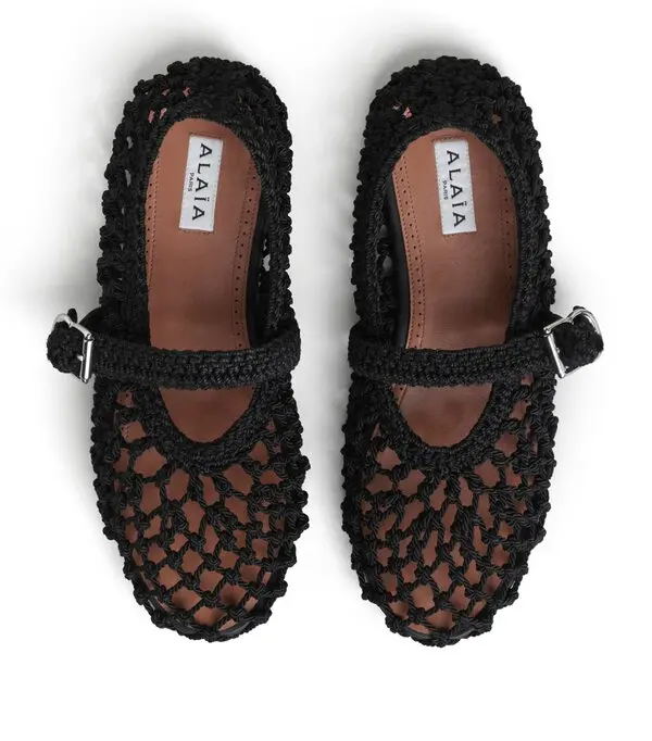 Alaïa Satin Crochet Ballet Flats
