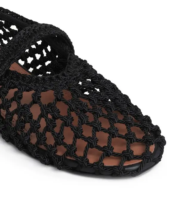 Alaïa Satin Crochet Ballet Flats