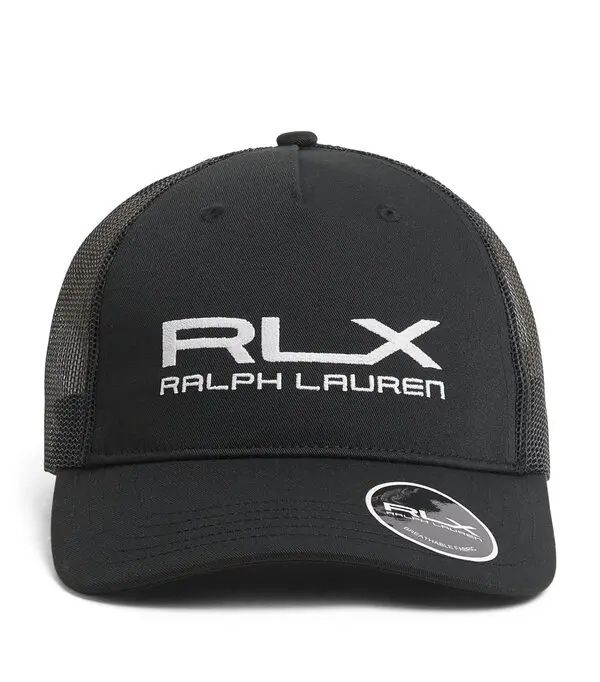 Rlx Ralph Lauren Logo Embroidered Trucker Cap - Black