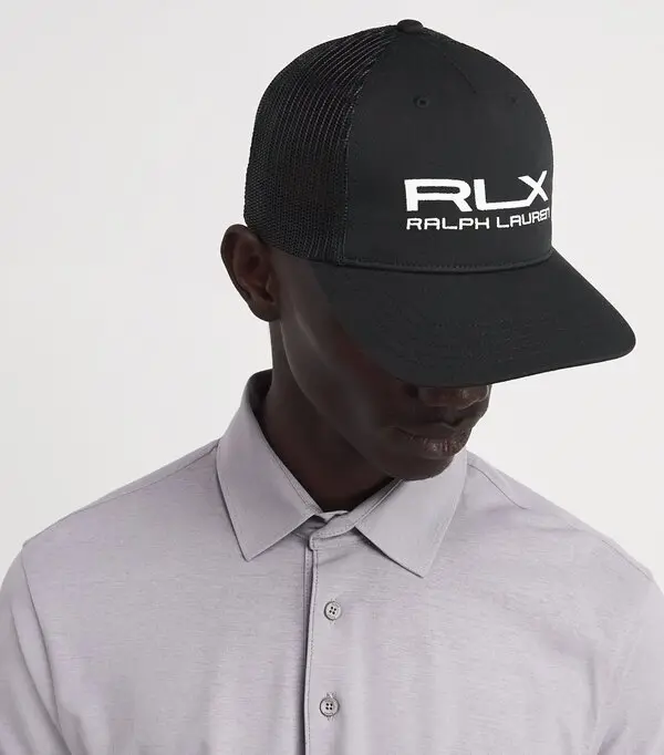 Rlx Ralph Lauren Logo Embroidered Trucker Cap - Black