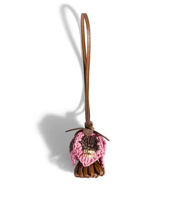 Miu Miu Leather-yarn Woven Keyring - Brown