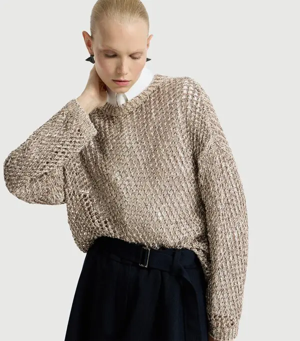 Brunello Cucinelli Silk-linen Blend Net Sweater