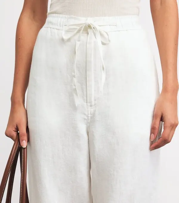 Polo Ralph Lauren Linen Wide-leg Trousers - White
